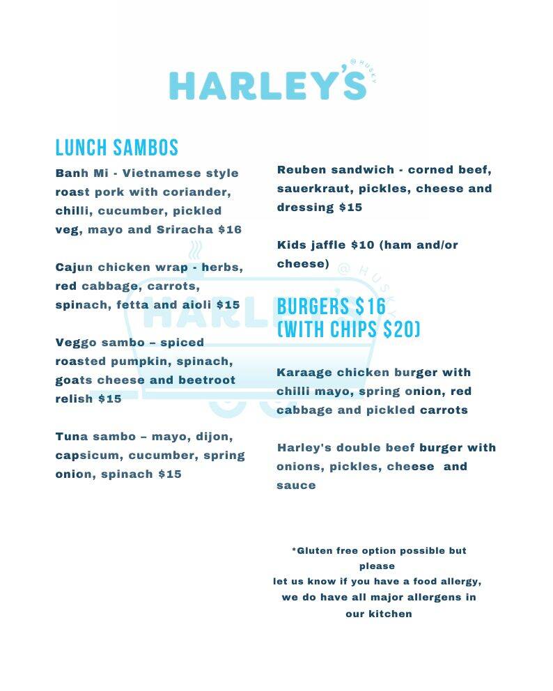Menu | Harley's @ Husky